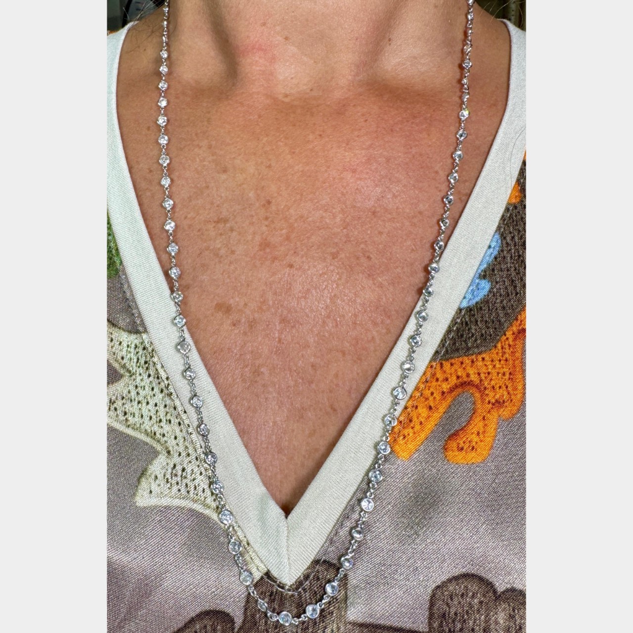 Platinum 11.60 Ct. Diamond by the Yard Necklace - Jewelry World