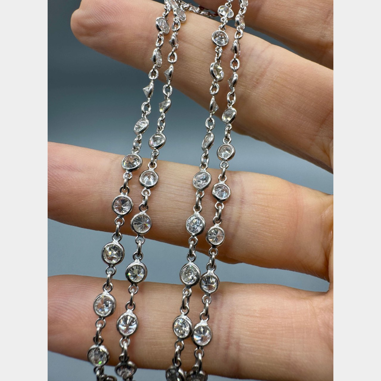 Platinum 11.60 Ct. Diamond by the Yard Necklace - Jewelry World